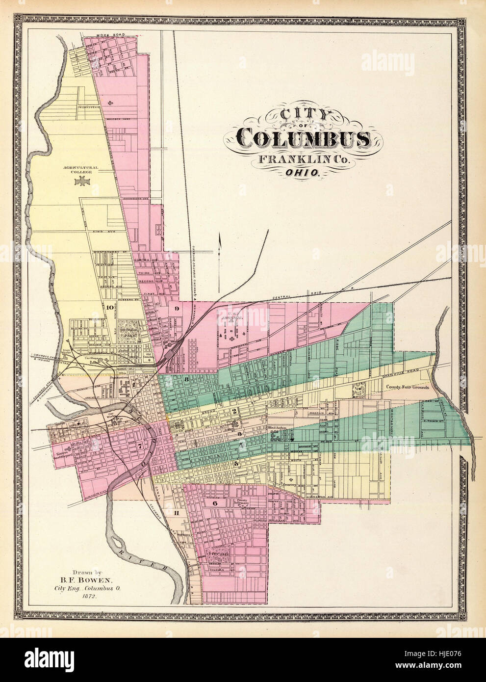 Map of Columbus 1872 Stock Photo - Alamy