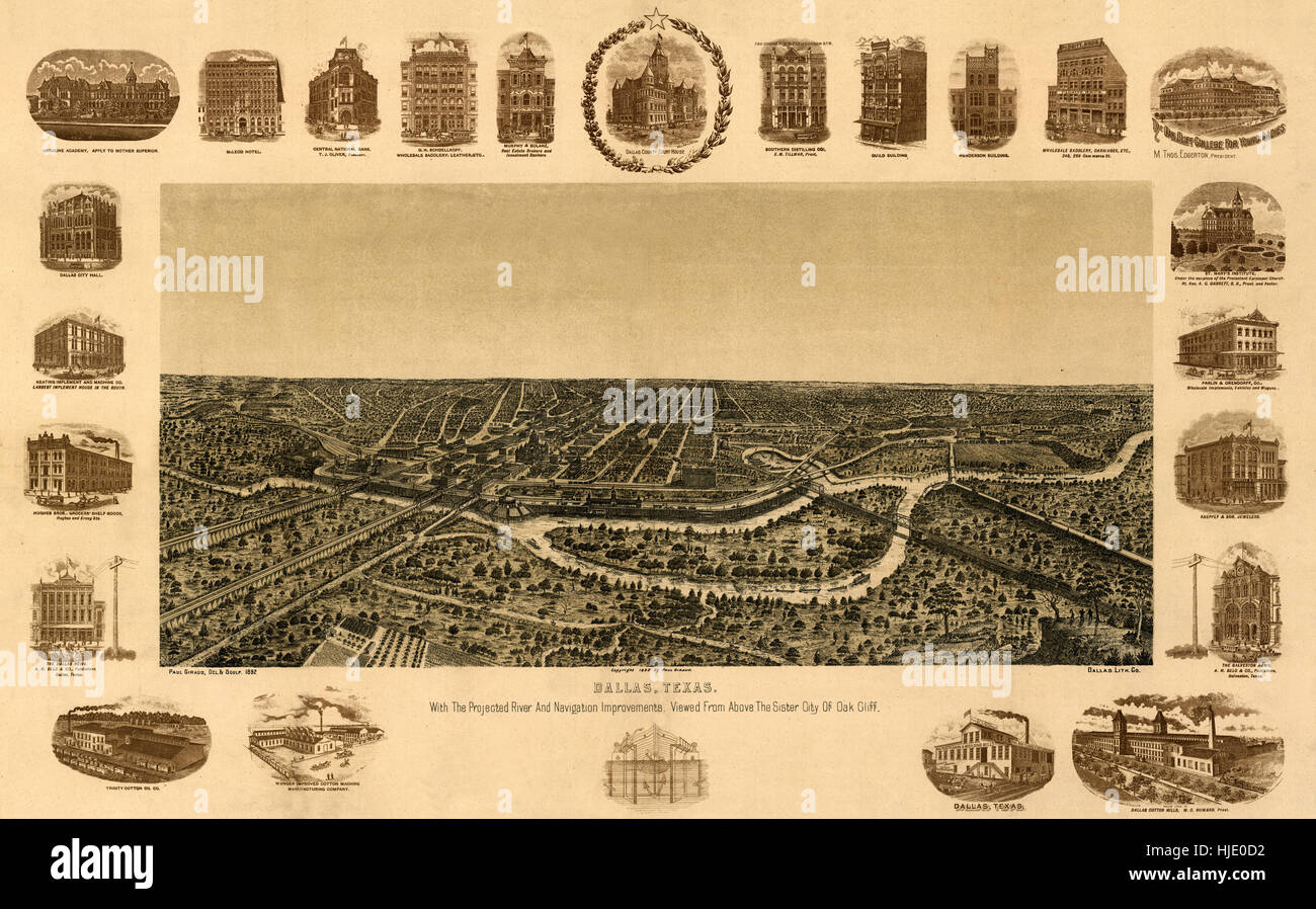 Map of Dallas 1892 Stock Photo - Alamy