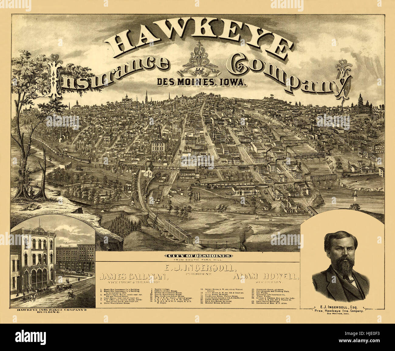 Map Of Des Moines 1818 Stock Photo - Alamy