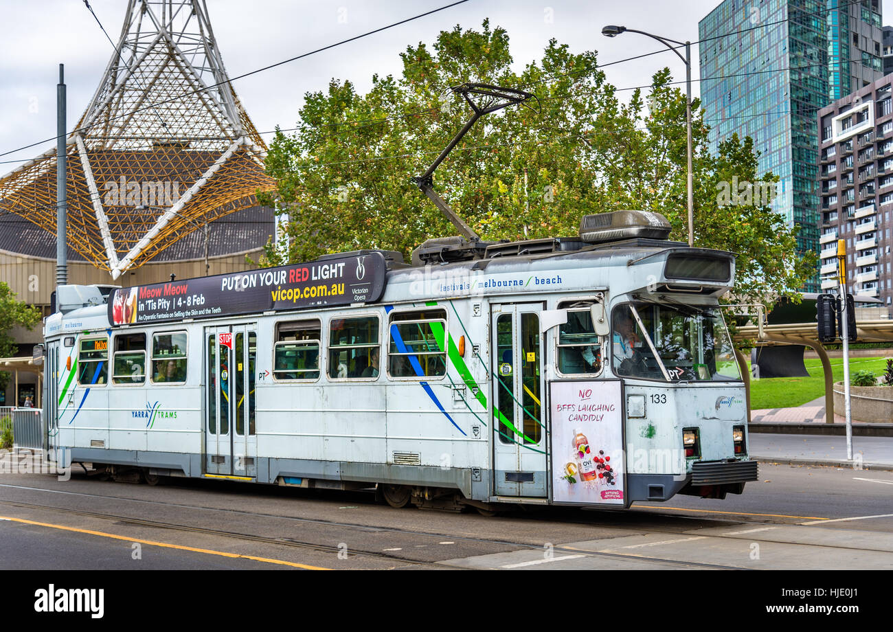 Melbourne, Australia - December 29, 2016: Comeng Z3 Class tram on St Kilda Road. Melbourne tram ...