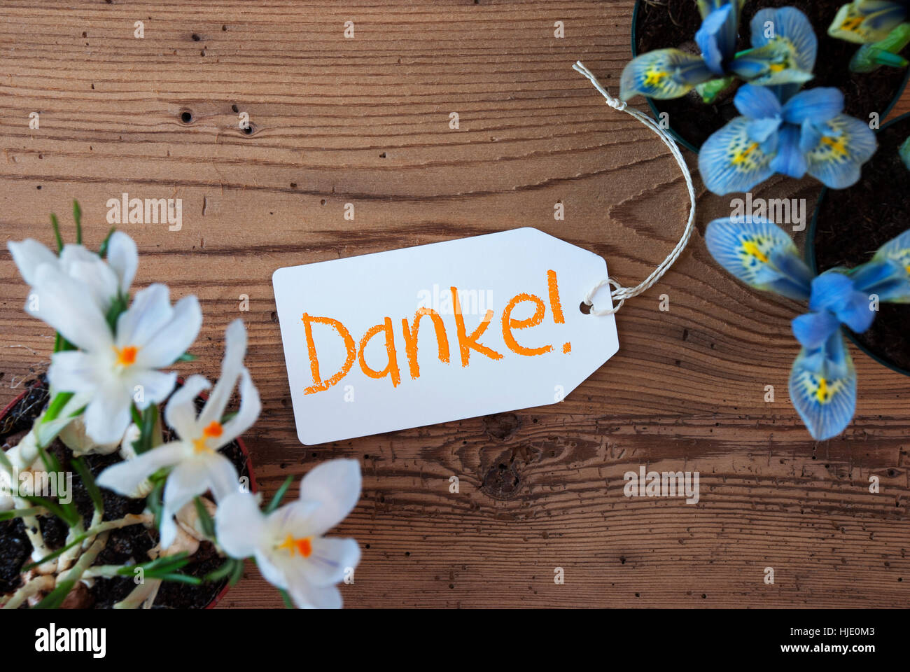 Flowers, Label, Danke Means Thank You Stock Photo - Alamy