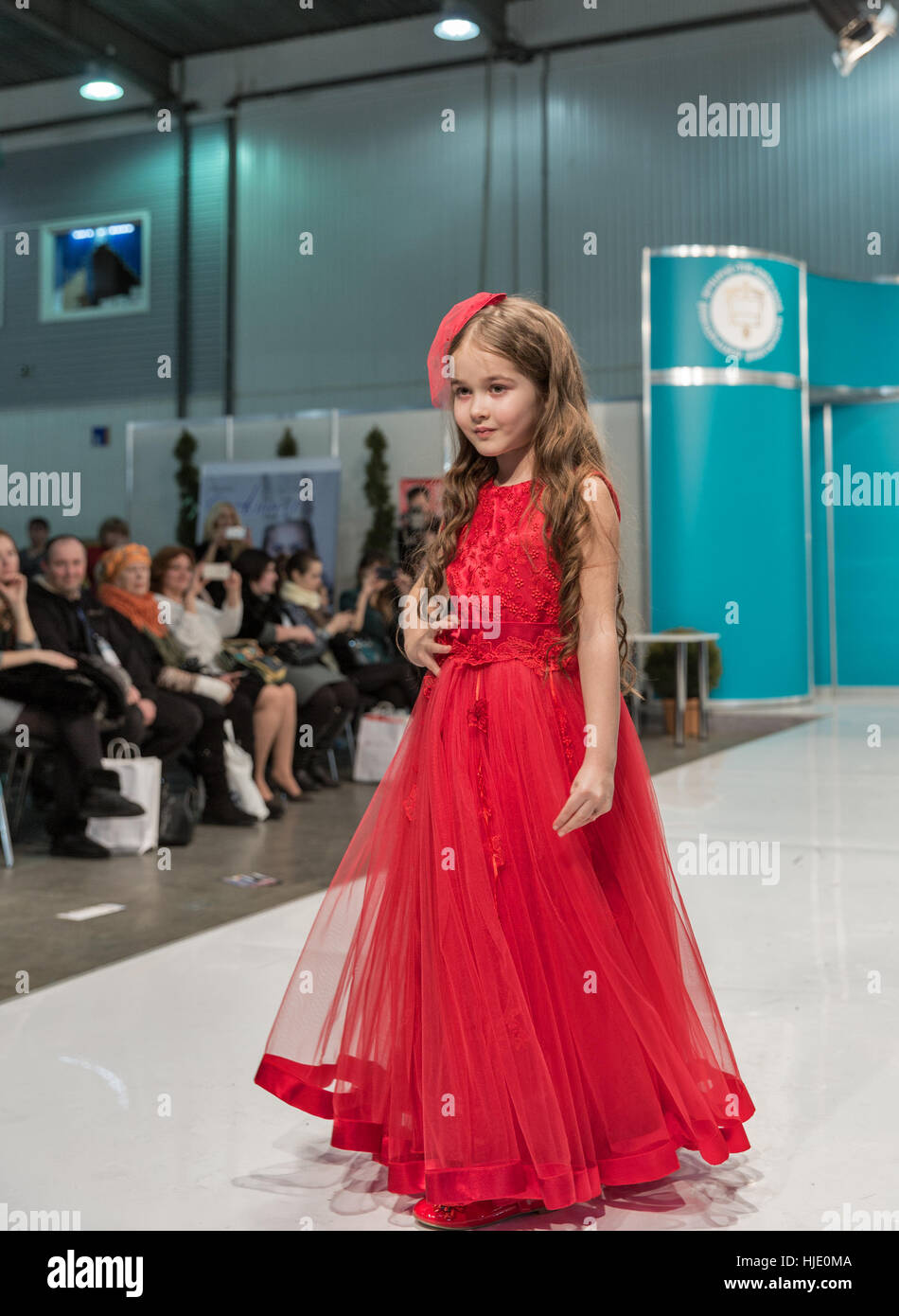 KIEV, UKRAINE - FEBRUARY 04, 2016: Children fashion model at Kyiv ...
