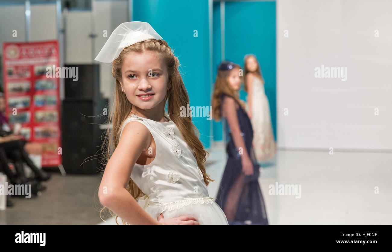 KIEV, UKRAINE - FEBRUARY 04, 2016: Children fashion model at Kyiv ...