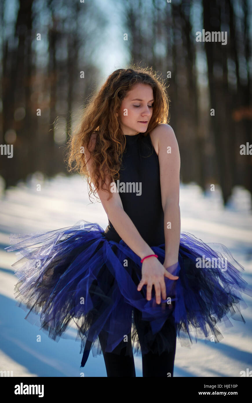 Woman dancing in snow hi-res stock photography and images - Alamy