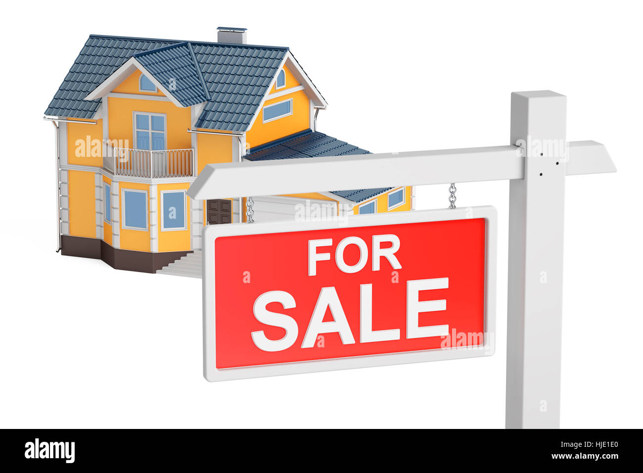 House For Sale concept, 3D rendering isolated on white background Stock ...