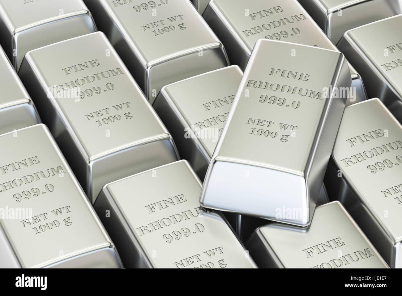 rhodium ingots background, 3D rendering isolated on white background ...