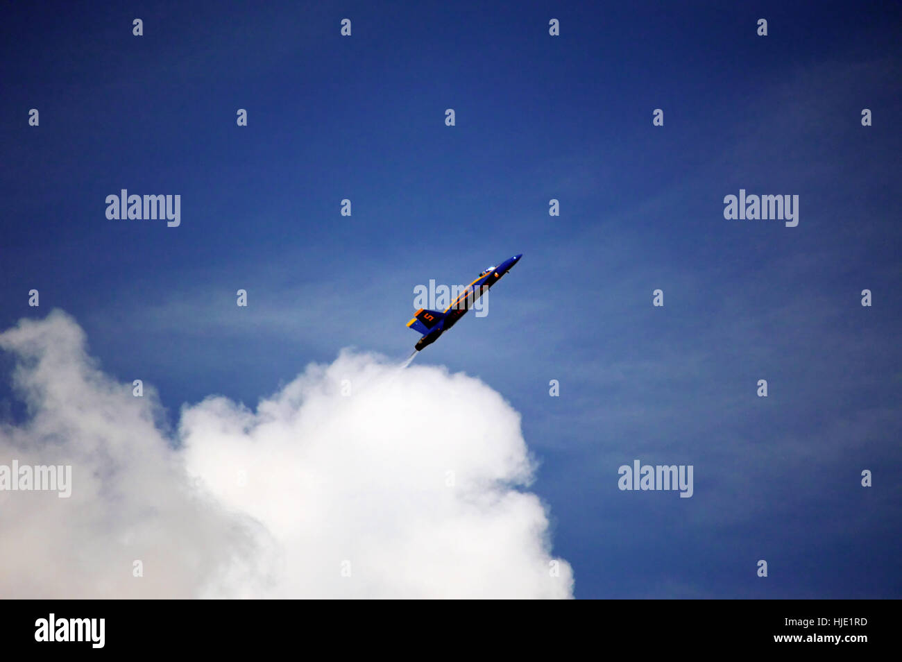 The blue angel jet performers flying in formation over their home base ...