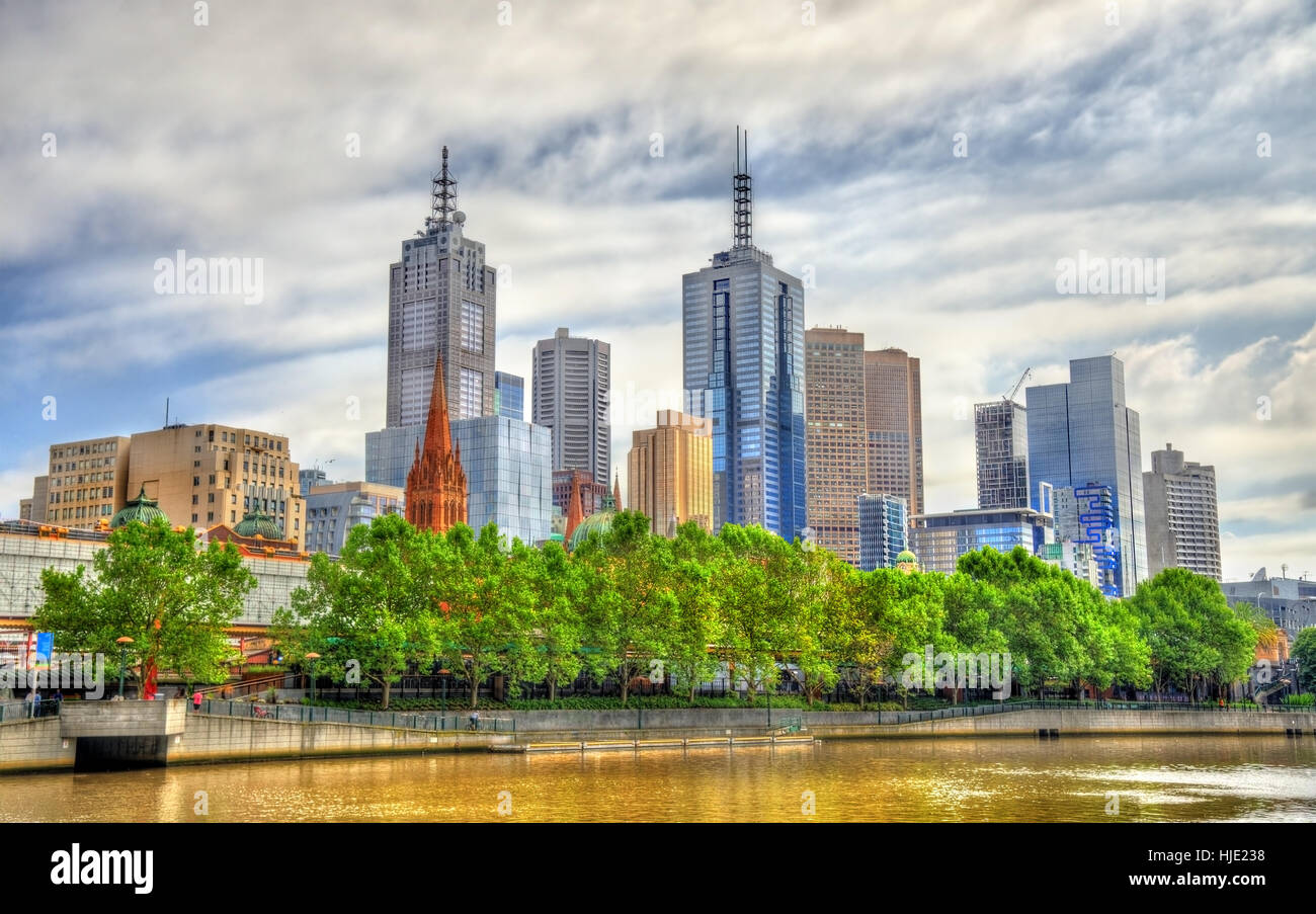 Skyscrapers of Melbourne Central Business District in Australia Stock ...