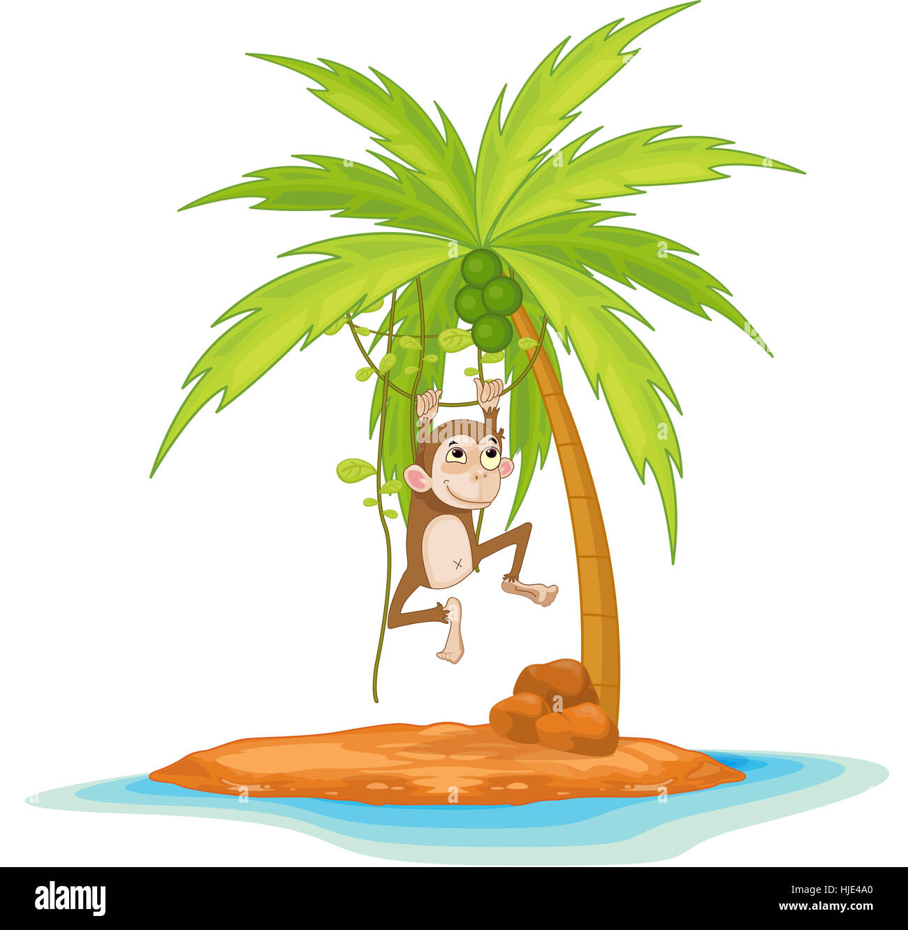 Illustration of a monkey on island Stock Photo - Alamy