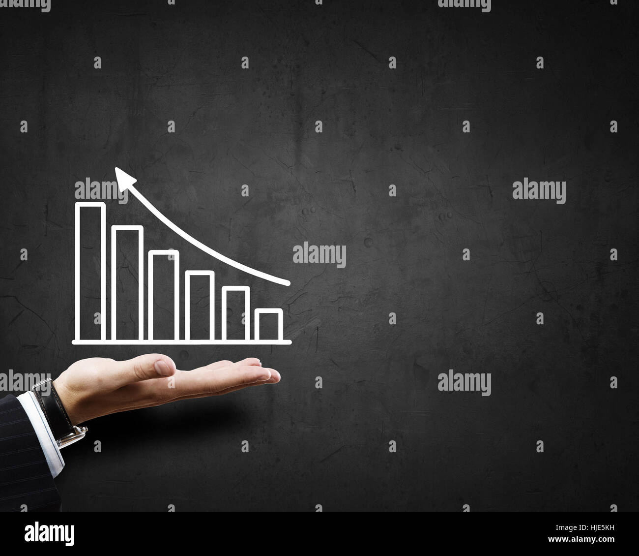 Human hand presenting on palm growing income chart hi-res stock ...