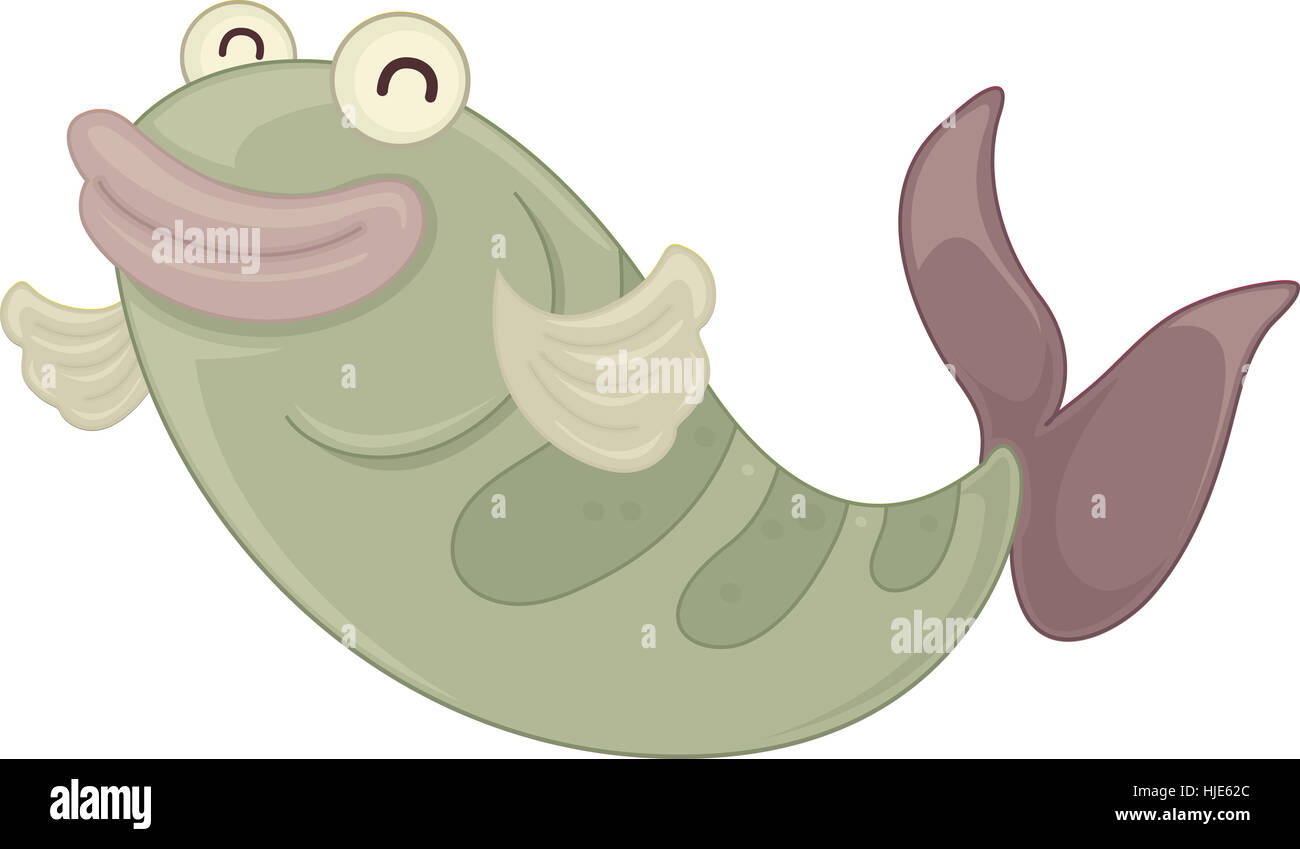 Illustration of single fish on white Stock Photo - Alamy