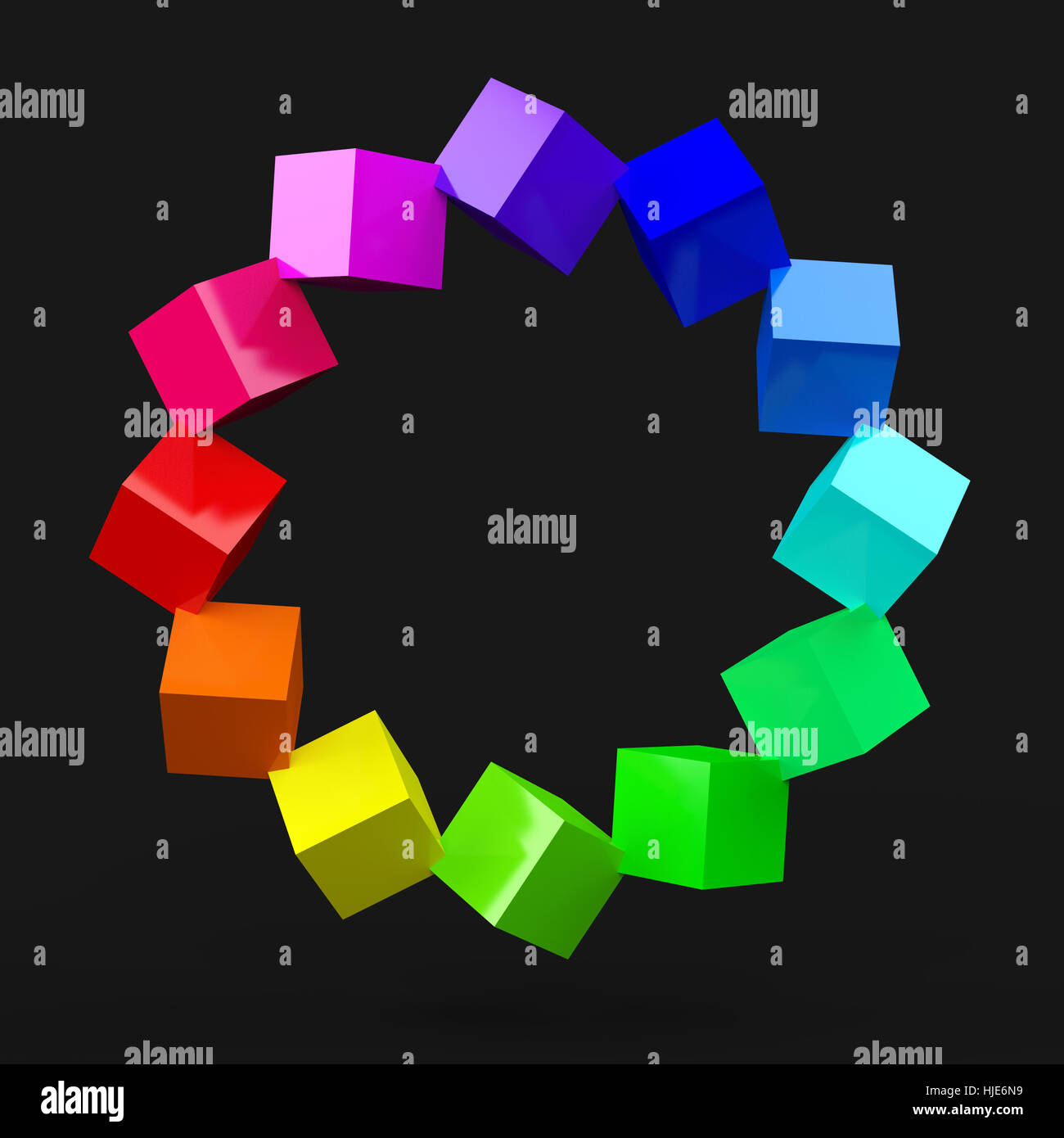 3d cube color wheel 5 Stock Photo - Alamy