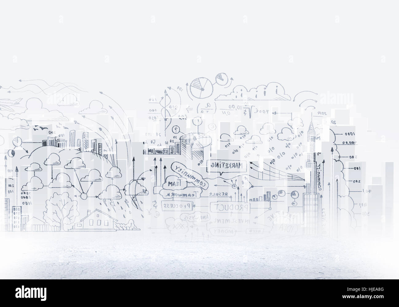 Background image with modern city pencil sketch hi-res stock ...