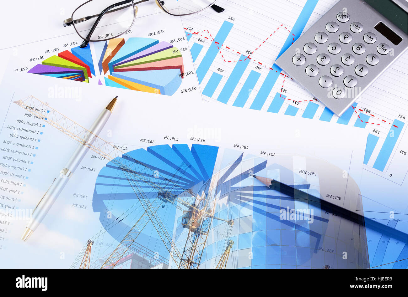 valuable papers, charts and diagrams - a collage Stock Photo - Alamy
