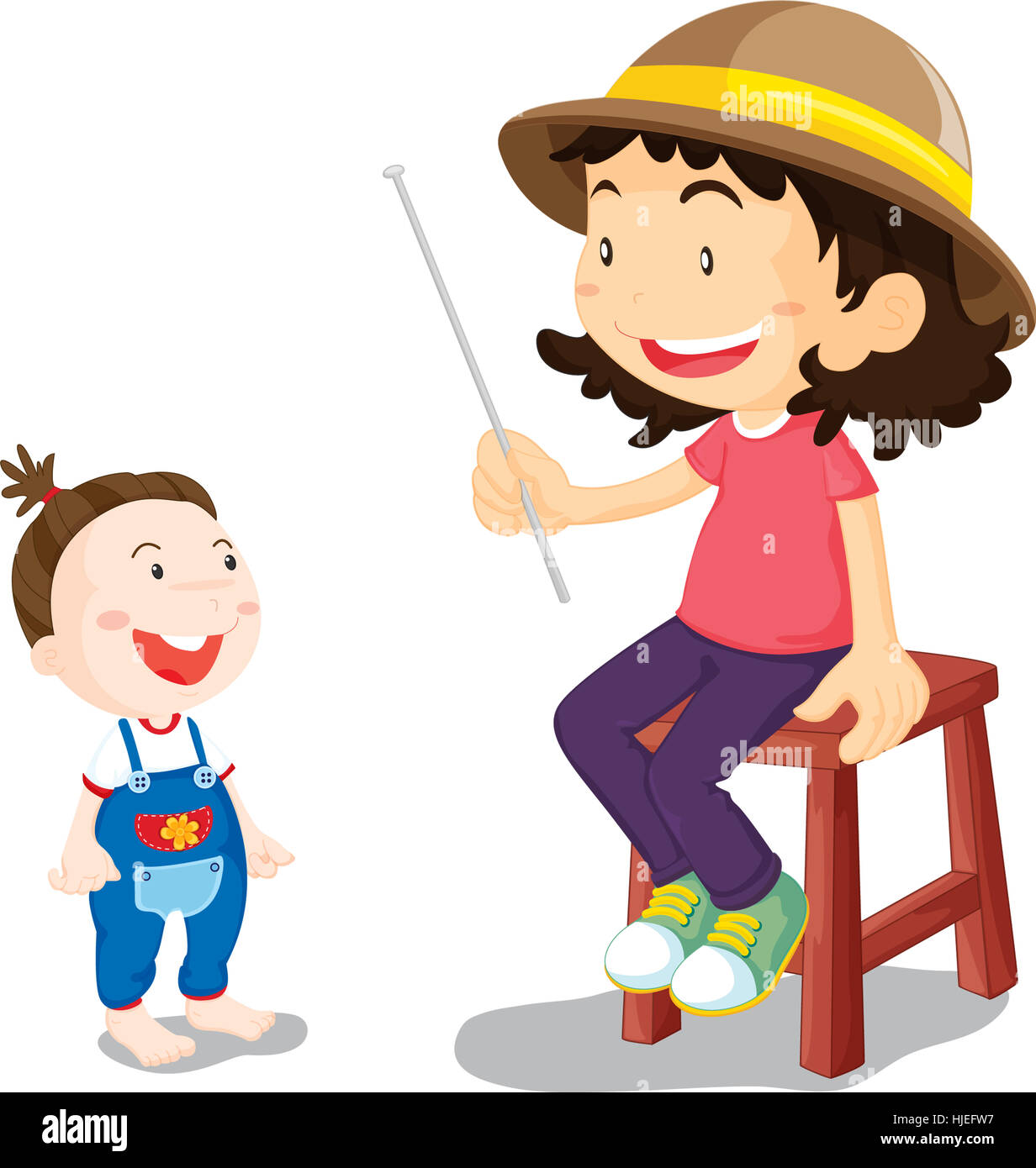 Illustration of woman play one's role Stock Photo - Alamy