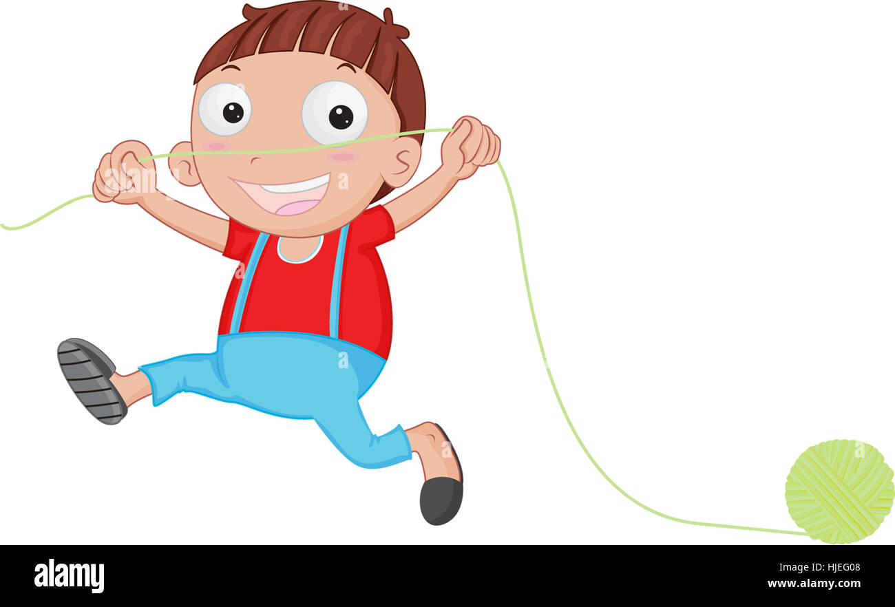 an illustration of a boy holding some string Stock Photo - Alamy