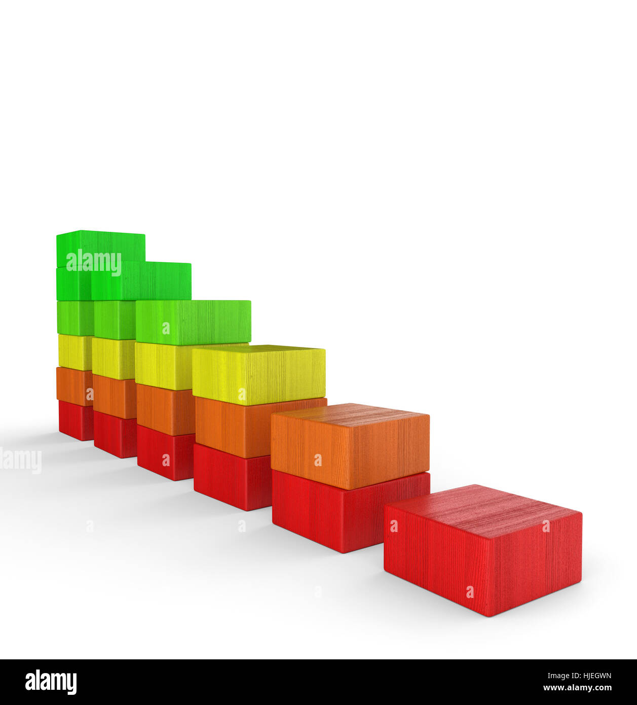 3d downtrend - building blocks colorful square 1 Stock Photo - Alamy