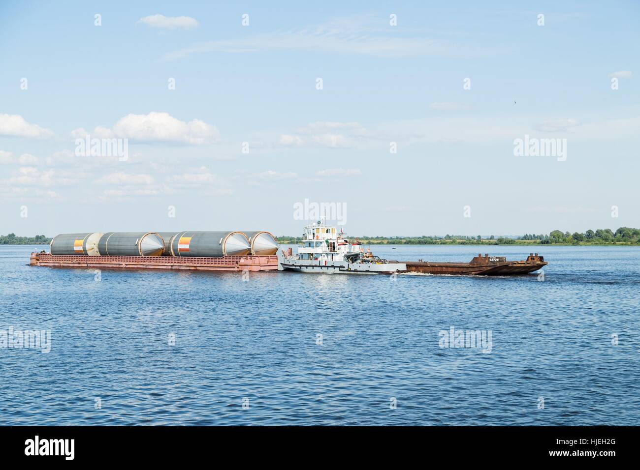 Tanker ship on river Stock Photo - Alamy