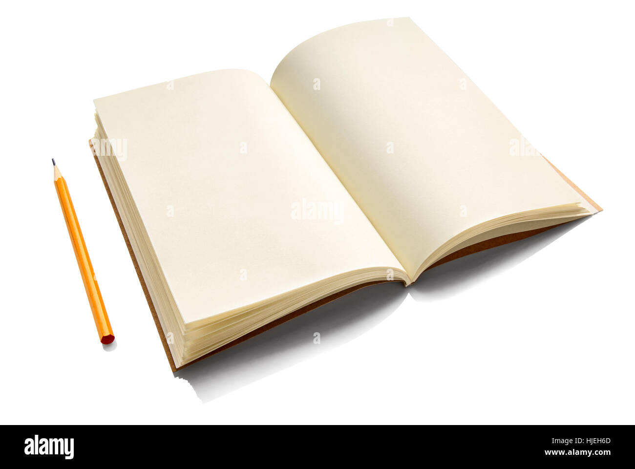 notebook and pencil isolated on white background. copy space to write ...