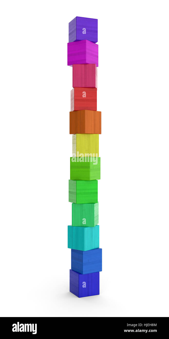 tower of colorful toy blocks isolated 2 Stock Photo - Alamy