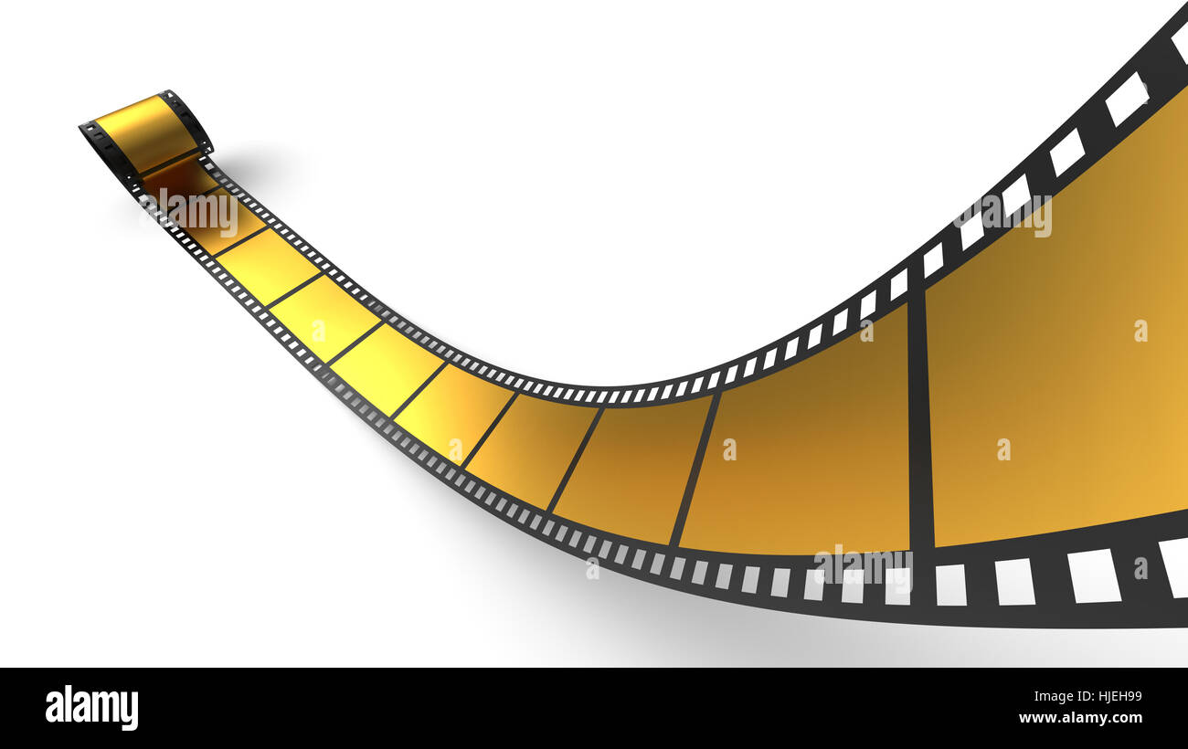 golden film reel against white background 4 Stock Photo - Alamy