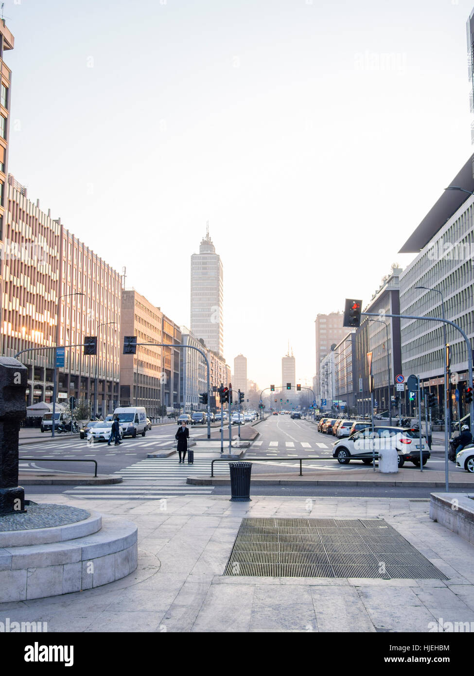 View of Milan City from Milano Centrale at dusk, winter Stock Photo - Alamy