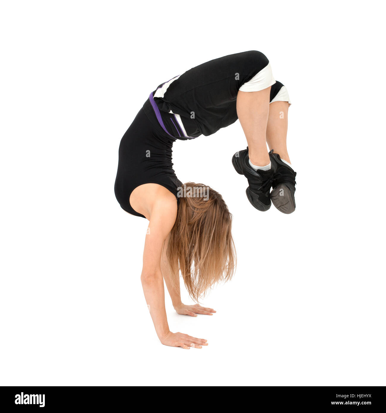 Freestyle woman dancer against white background Stock Photo - Alamy
