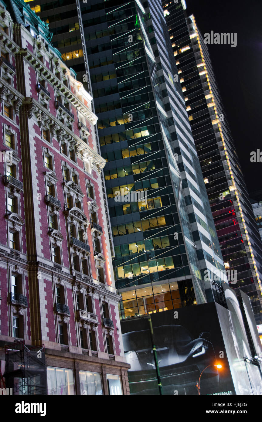 Buildings nighttime NYC New York City Stock Photo - Alamy