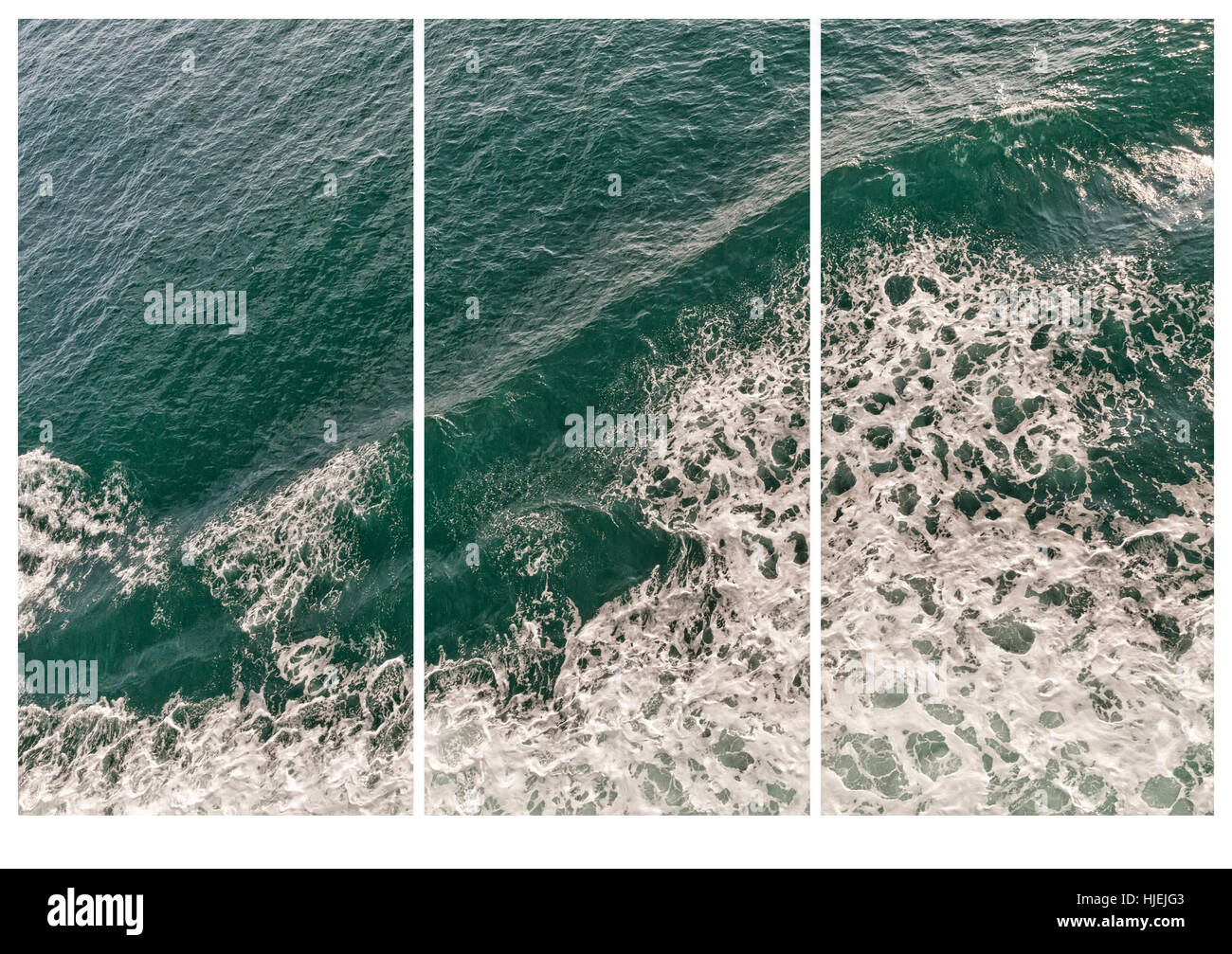 Ocean water abstract background - collage from three vertical images ...