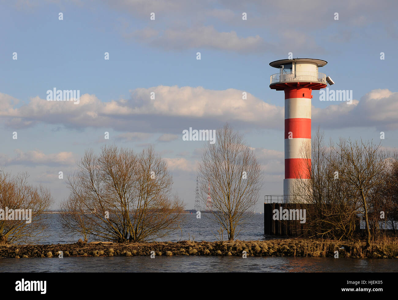 elbe, beacon, lighthouse, navigation, seafaring, striated, elbe ...