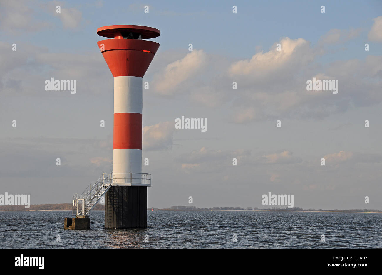 navigation, seafaring, elbe, beacon, lighthouse, river, water, stairs ...