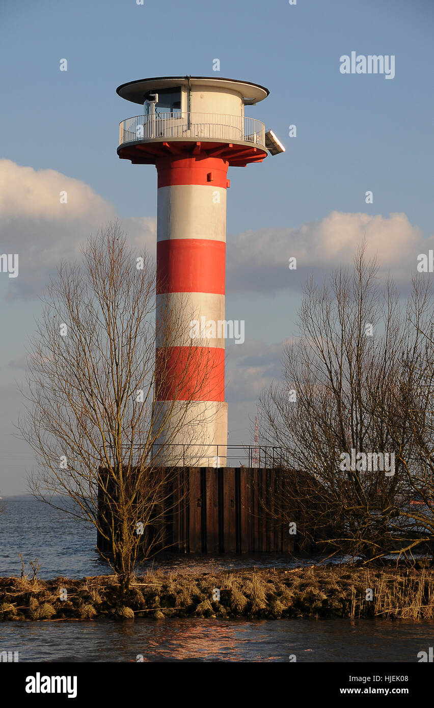 elbe, beacon, lighthouse, navigation, seafaring, striated, elbe ...