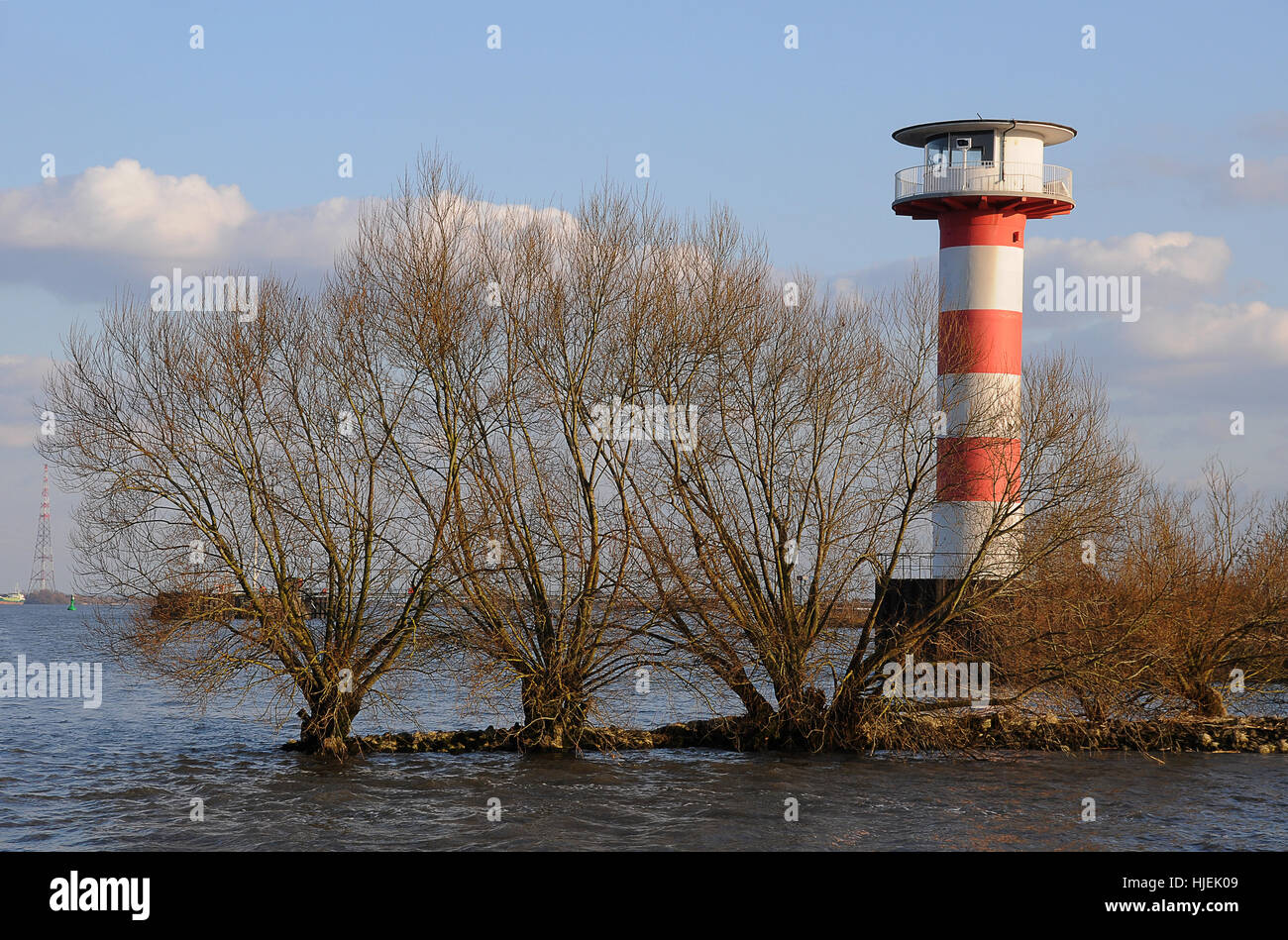 elbe, beacon, lighthouse, navigation, seafaring, striated, elbe ...