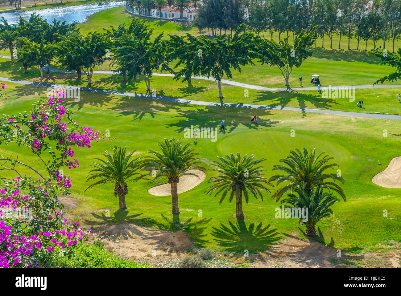 Golf course Campo Internacional, in the background the sand dunes of ...