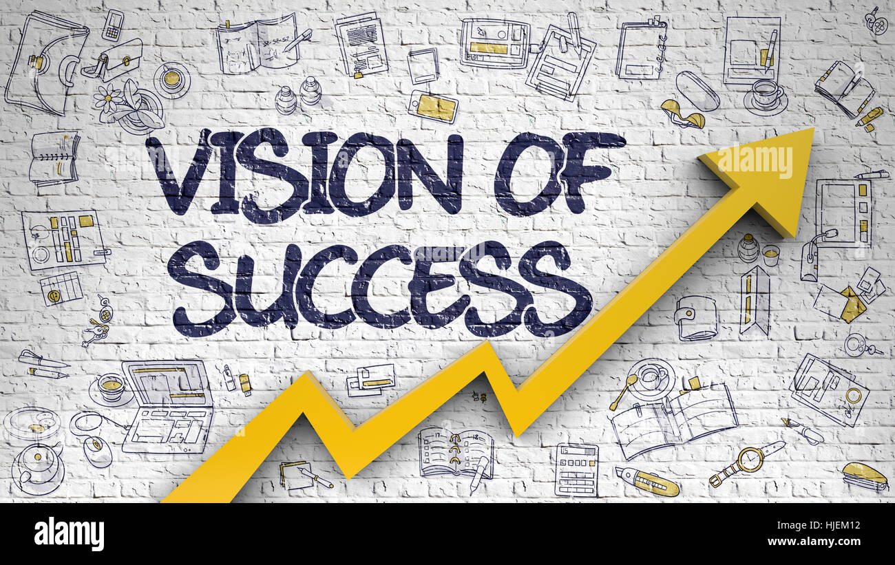 Vision Of Success Drawn on White Brick Wall Stock Photo - Alamy