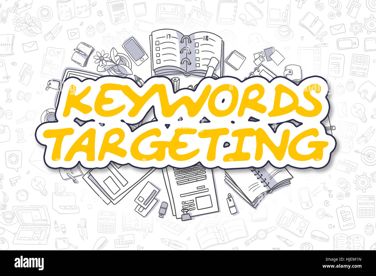 Keywords Targeting - Cartoon Yellow Text. Business Concept Stock Photo ...