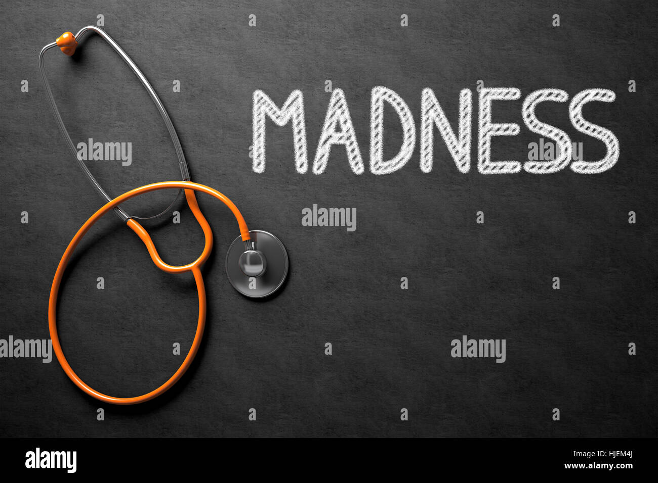 Madness - Text on Chalkboard. 3D Illustration Stock Photo - Alamy