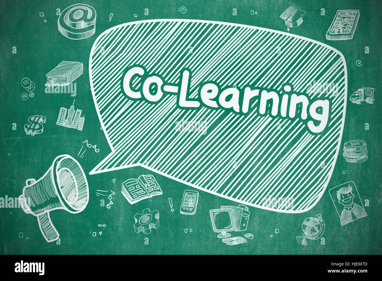 Co-Learning - Doodle Illustration on Blue Chalkboard Stock Photo - Alamy