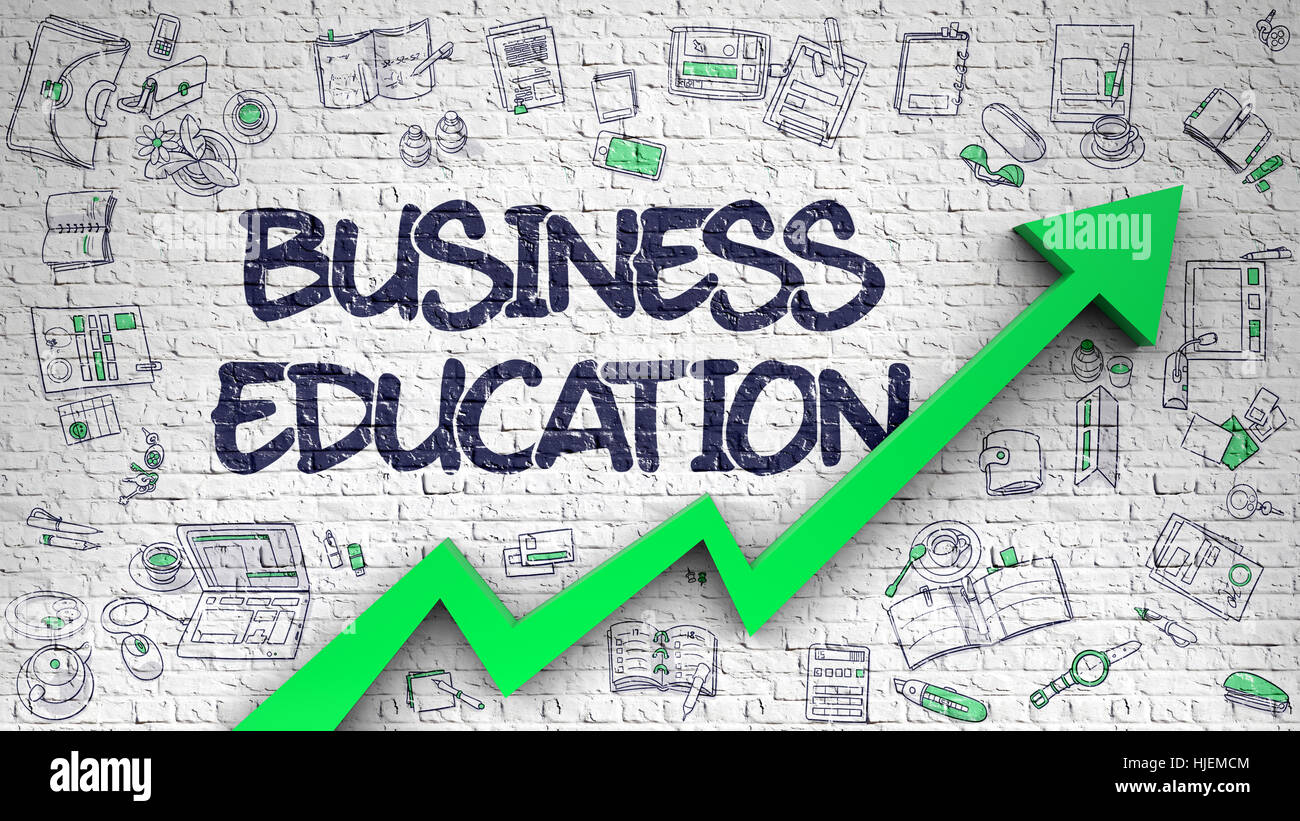 Business Education Drawn on White Brick Wall Stock Photo - Alamy