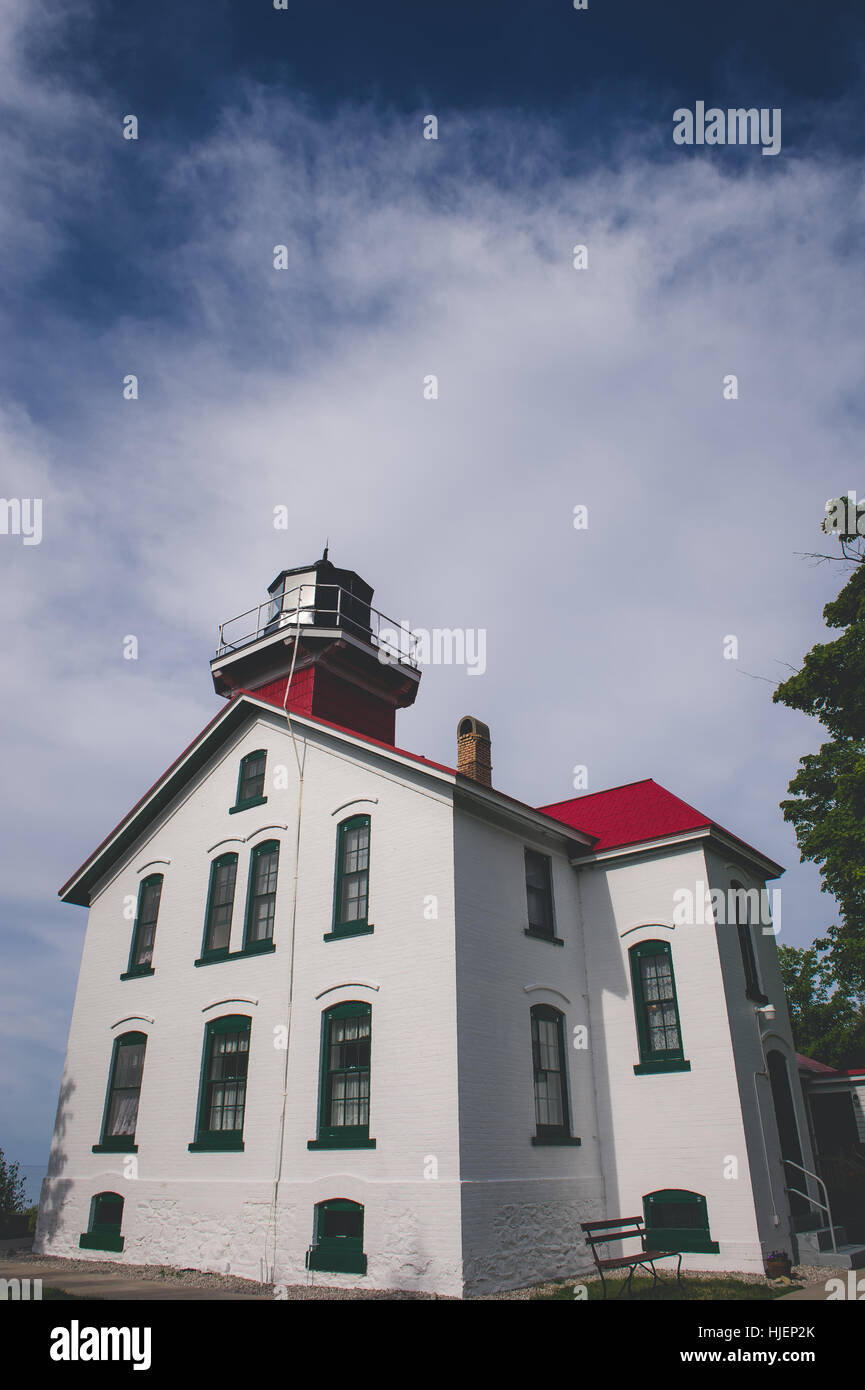 Grand Traverse lighthouse, Leelanau State Park lighthouse Stock Photo ...