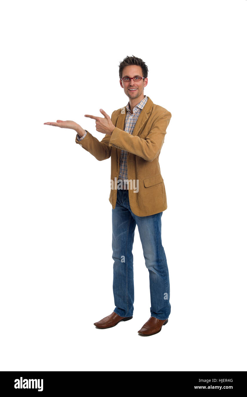 businessman pointing to the left Stock Photo - Alamy