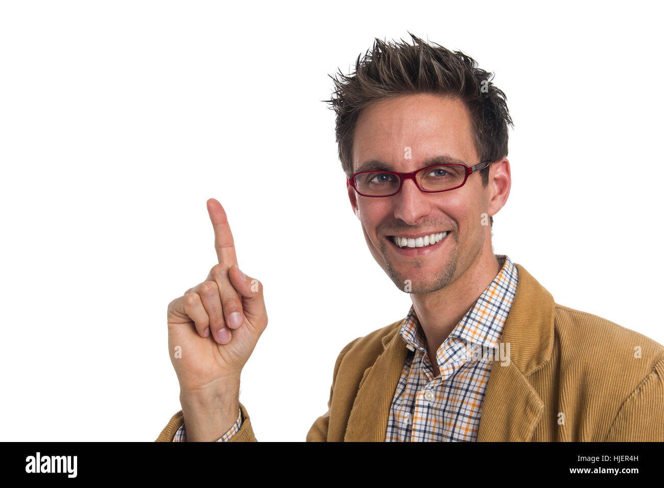 businessman pointing to the left Stock Photo - Alamy