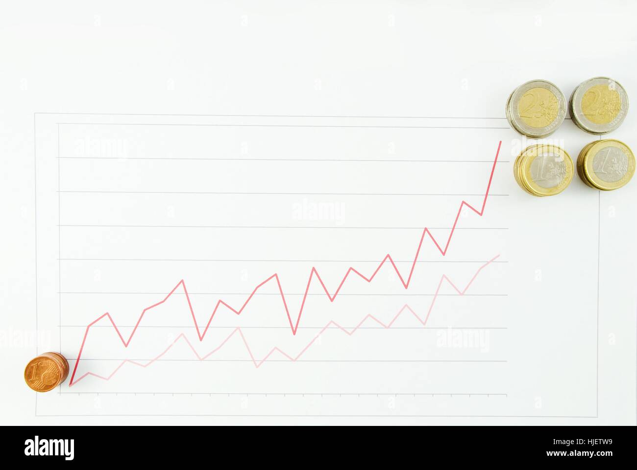 a graph shows the rising of european money Stock Photo - Alamy