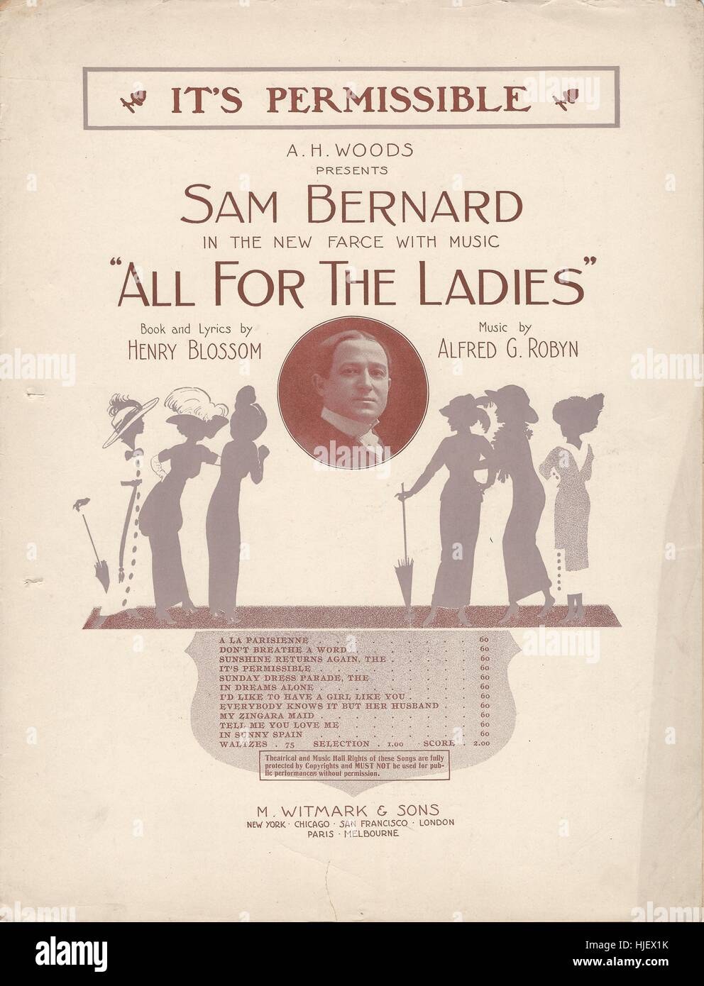 "All for the Ladies" 1912 Musical Sheet Music Cover Stock Photo - Alamy