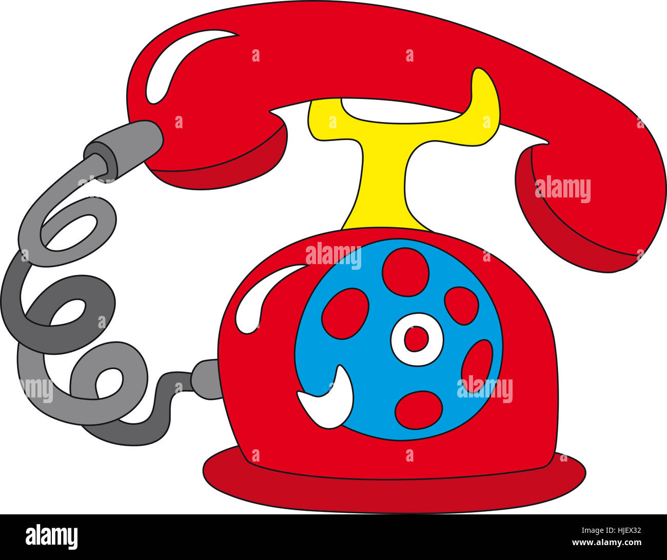 telephone, phone, communication, illustration, rotary, cartoon, red ...