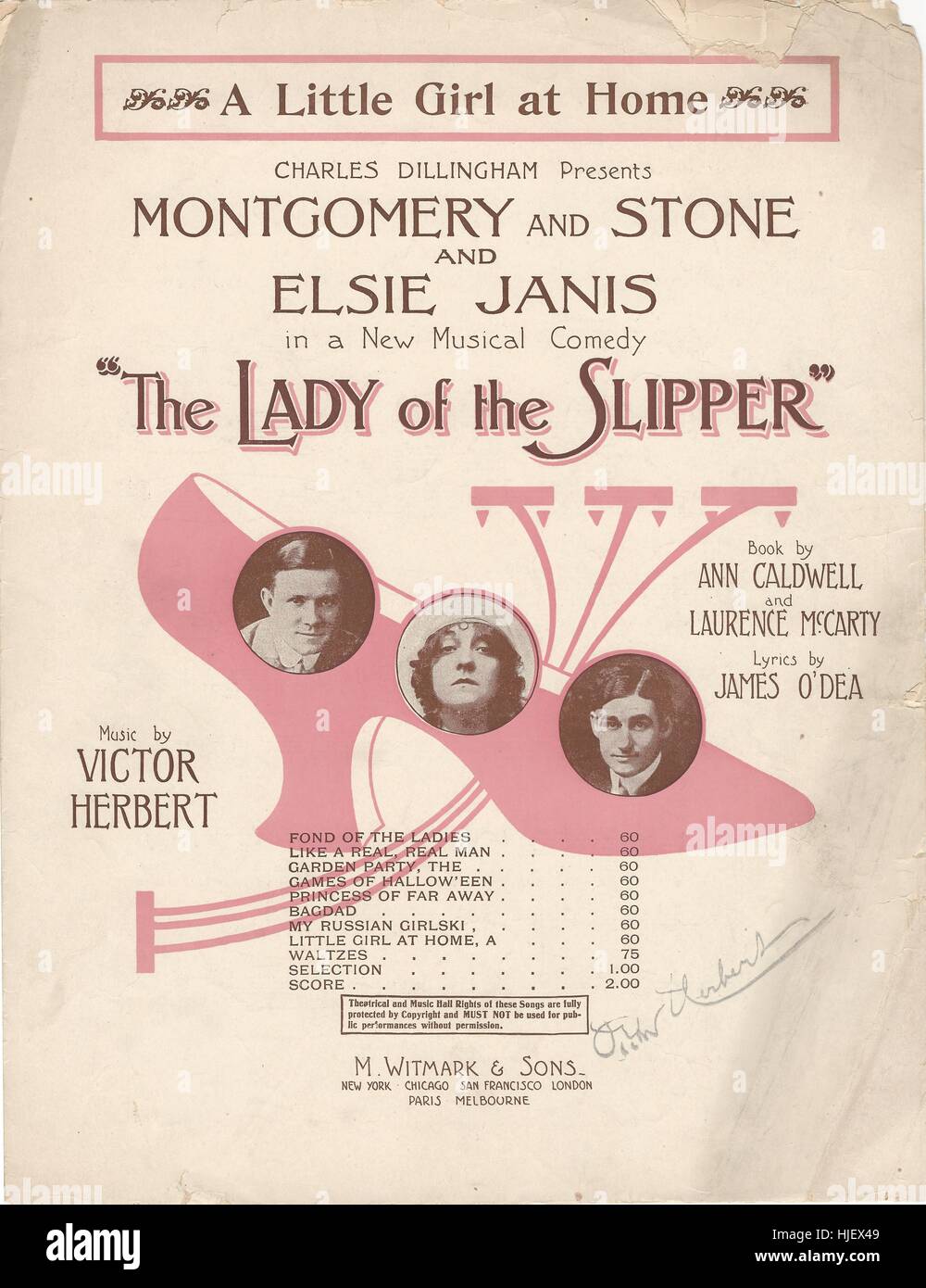 "The Lady and the Slipper" 1912 Musical Sheet Music Cover Stock Photo ...
