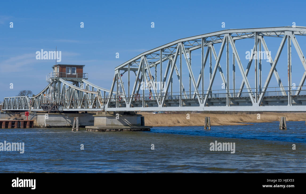 bridge, metal, swing-bridge, blue, house, building, historical, traffic ...