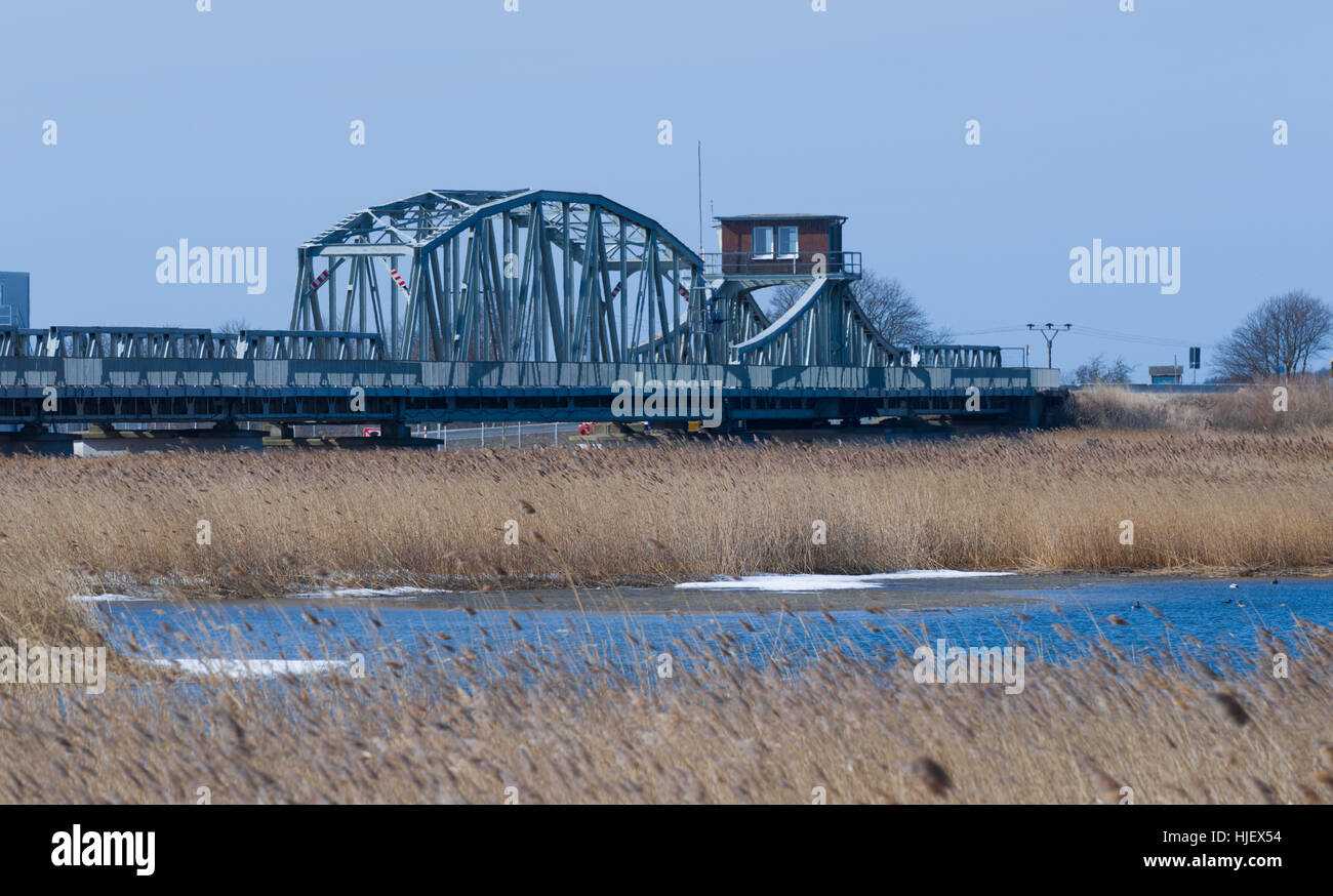 bridge, swing-bridge, continent, passage, peninsula, blue, house ...