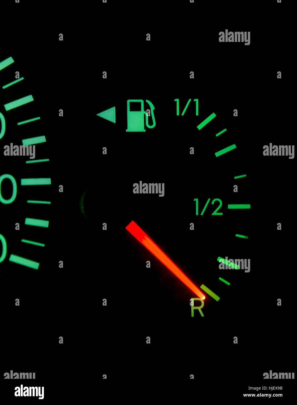 Dashboard showing fuel running out Stock Photo - Alamy
