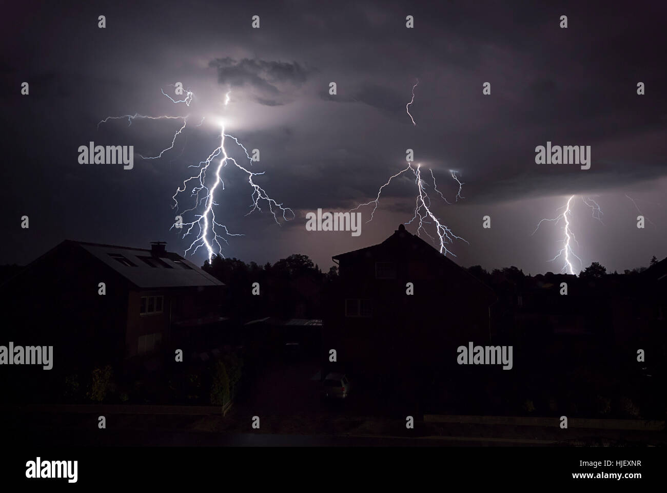 lightning in the night Stock Photo - Alamy
